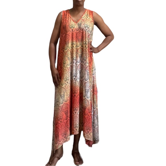 Mlle Gabrielle | Dresses | Mlle Gabrielle Orange And Tan V Neck ...